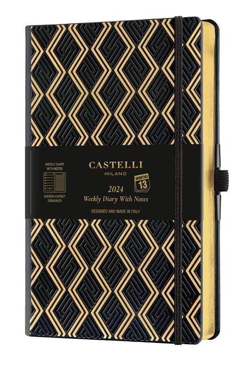 Agenda Castelli Milano GREEK Gold Diary 2024 13x21 cm Settimanale c ...