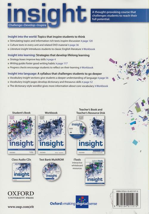 Insight. Pre-intermedaite. Student's book-Workbook. Per le Scuole ...