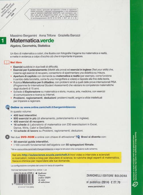 Matematica.verde. Algebra. Geometria. Statistica. Per le Scuole ...