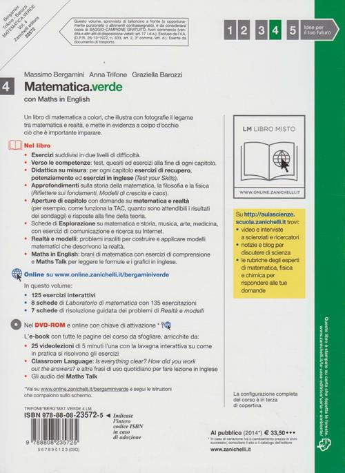 Matematica.verde. Con Maths in english. Per le Scuole superiori. Vol. 4 ...