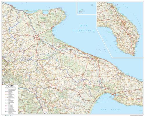 Puglia. Carta stradale della regione 1:250.000 (carta murale ...