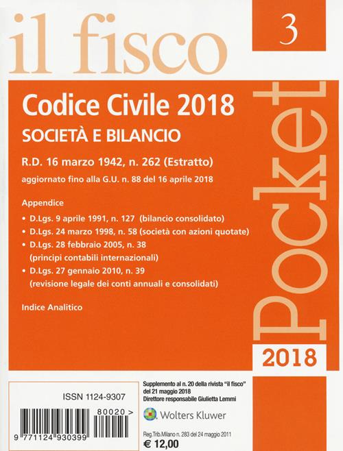 Codice civile. Società e bilancio - Libro Il Fisco 2018, Pocket ...