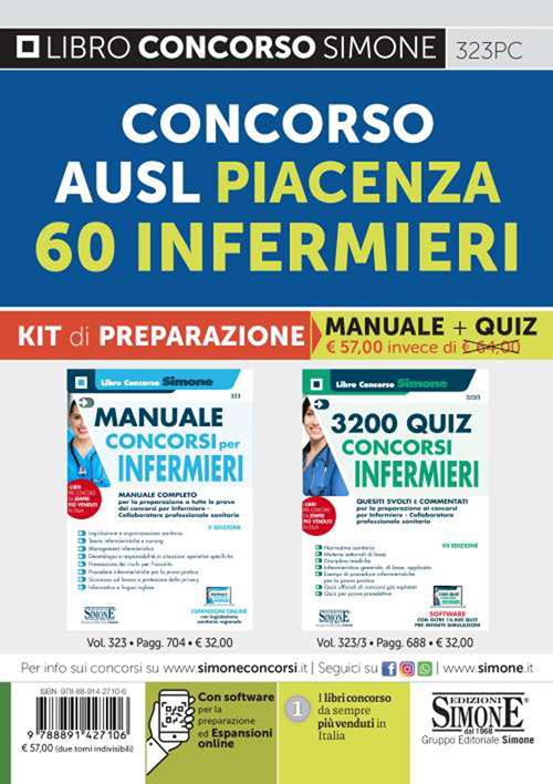 Concorso AUSL Piacenza. 60 infermieri. Kit di preparazione. Manuale ...